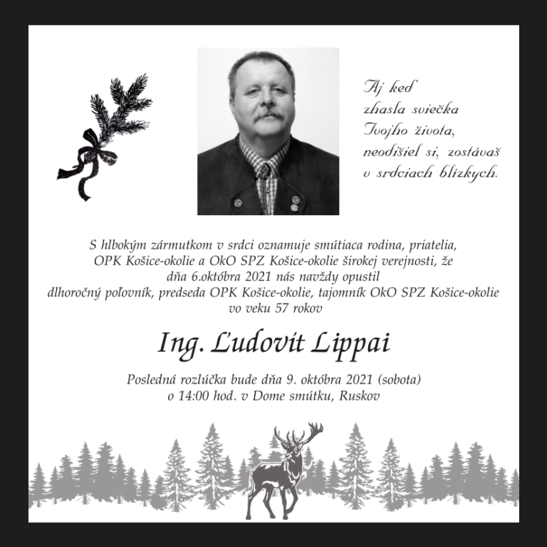Smútočné oznámenie – Obvodná poľovnícka komora Košice